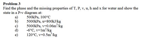 Solved Find The Phase And The Missing Properties Of T P V Chegg