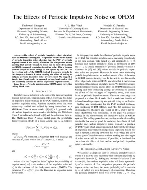 Pdf The Effects Of Periodic Impulsive Noise On Ofdm