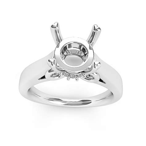 Round 10mm Semi Mount Ring Setting 925 Sterling Silver Side Stone Topaz
