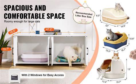 Vevor Cat Litter Box Enclosure For 2 Cats Litter Box Furniture Hidden