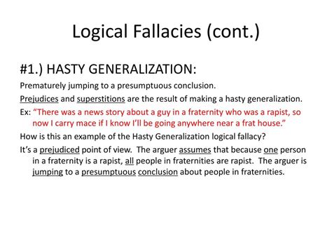 Hasty Generalization Fallacy Examples