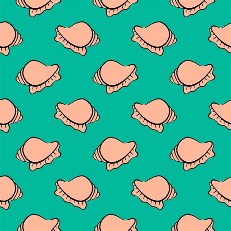 Sea Shell Seamless Pattern On Green Background 13673275 Vector Art At