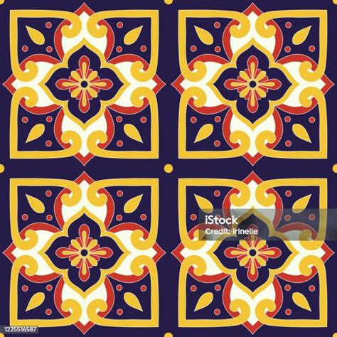 장식품과 원활한 이탈리아 타일 패턴 벡터 포르투갈어 Azulejos 멕시코 탈라베라 스페인 세라믹 또는 이탈리아 시칠리아 마졸리카 디자인 오래된 모자이크 텍스처 0명에 대한