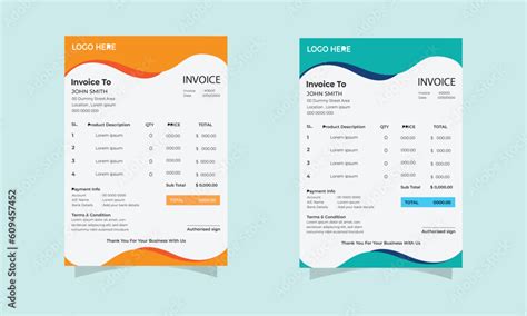 Invoice Minimal Design Template Bill Form Business Invoice Accounting Invoice Layout With