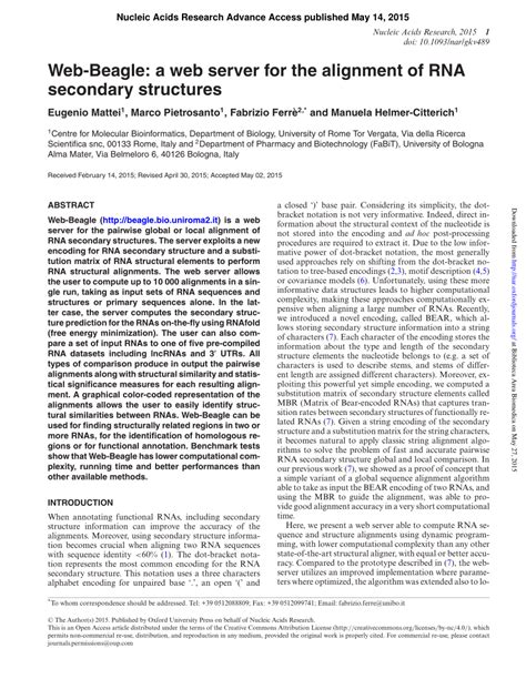 Pdf Web Beagle A Web Server For The Alignment Of Rna Secondary