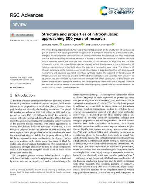 Pdf Structure And Properties Of Nitrocellulose Approaching 200 Years Of Research