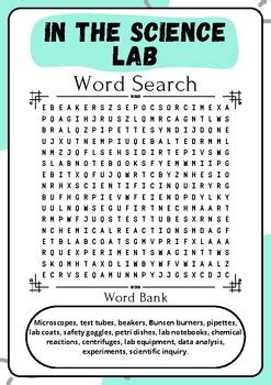In The Science Lab Word Search Puzzle Challenge Printable Activity Sheet