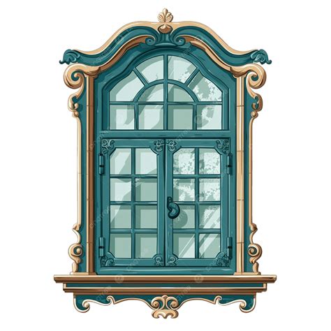Vintage Window Frame Semi Flat Color Object Cartoon Objects 2d Png