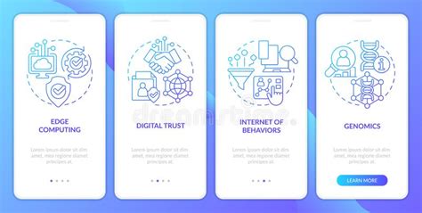 Information Technology Trends Blue Gradient Onboarding Mobile App Screen Stock Vector