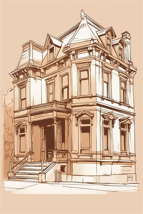 Victorain Style Townhouse Facade Drawing Free Photo Illustration Victorain Style Townhouse Facade Drawing Free Photo Illustration
