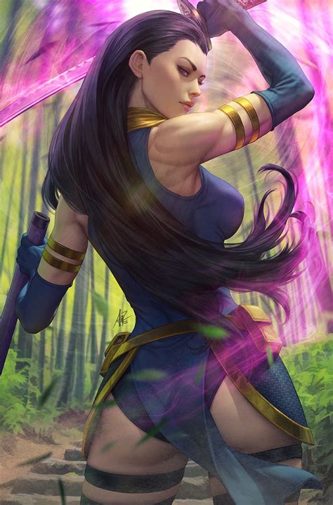 Stanley Lau Psylocke Marvel Highres 1girl Bamboo Bamboo Forest