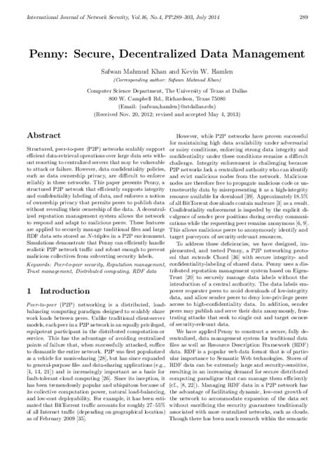 Pdf Penny Secure Decentralized Data Management