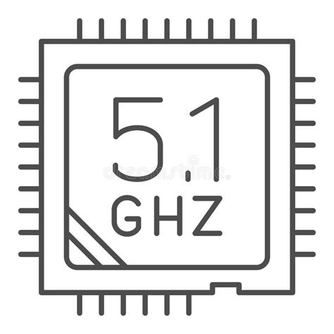 Microcircuit Line Icon Car Electronics Vector Illustration Isolated On White Stock Vector