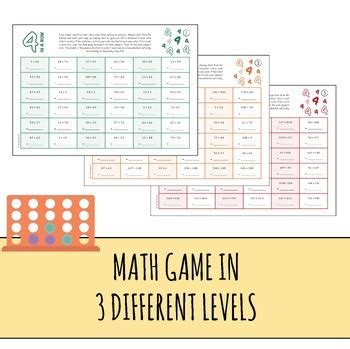 Addition Of Decimals Four In A Row Math Game No Prep By WendysDesign