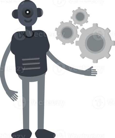 Robot Character Holding Gears 49800396 Png