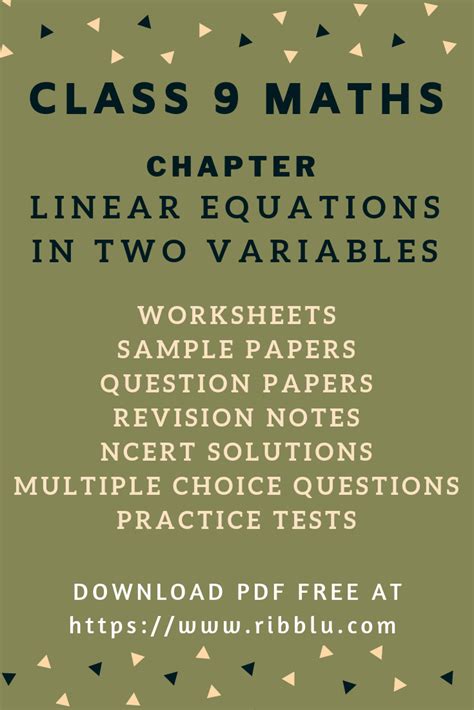 CBSE Class Maths Chapter Linear Equation In Two Variables Sample Papers NCERT Solutions