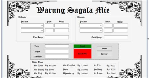 Tutorial Visual Basic Program Menu Makanan Restoran Tutorial Belajar Coding