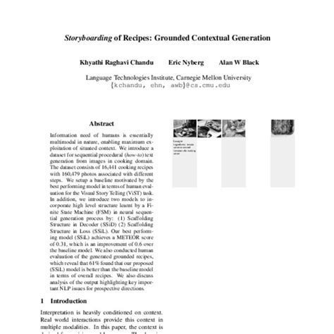 Storyboarding Of Recipes Grounded Contextual Generation Acl Anthology