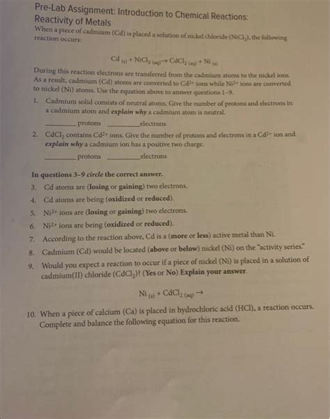 Solved Pre Lab Assignment Introduction To Chemical Chegg