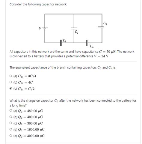 Solved Consider The Following Capacitor Network All