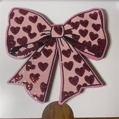 Heart Bow Sequin Patch Red And Pink Heart Pattern Simply Beads Llc