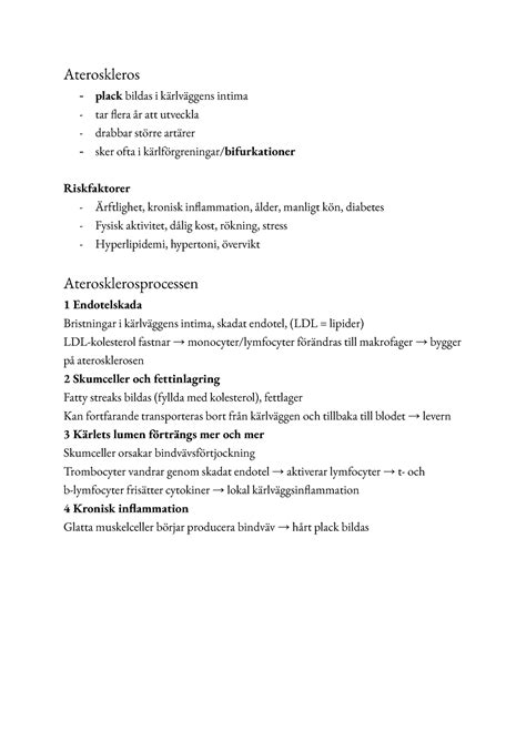 Ateroskleros Ateroskleros Plack Bildas I Kärlväggens Intima Tar Era