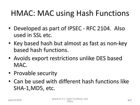 Ppt Lecture 41 Hash Functions And Message Authentication Codes