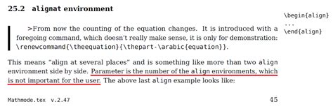 Math Mode What Is The Mandatory Argument Of Alignedat For Tex