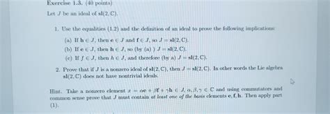 exercise 1 3 40 points nlet j be an ideal of