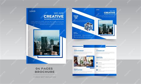 기업 비즈니스 4페이지 2단 접기 브로셔 템플릿 디자인을 인쇄할 준비가 되었습니다 프리미엄 벡터