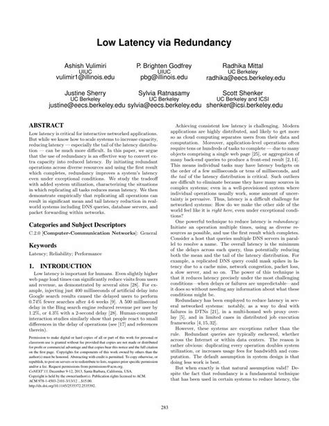 Pdf Low Latency Via Redundancy Sigcomm Dokumentips