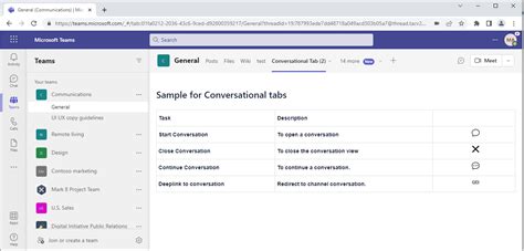 conversational tabs code samples microsoft learn