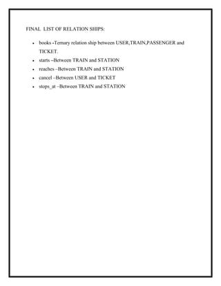 Railway Management System Database Mini Project Pdf
