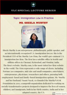 Online Lecture On Immigration Law In Practice By Ms Sheela Murthy