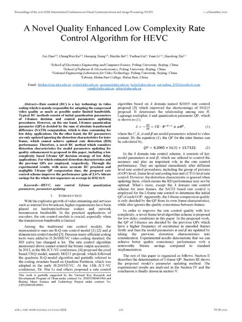 A Novel Quality Enhanced Low Complexity Rate Control Algorithm For Hevc