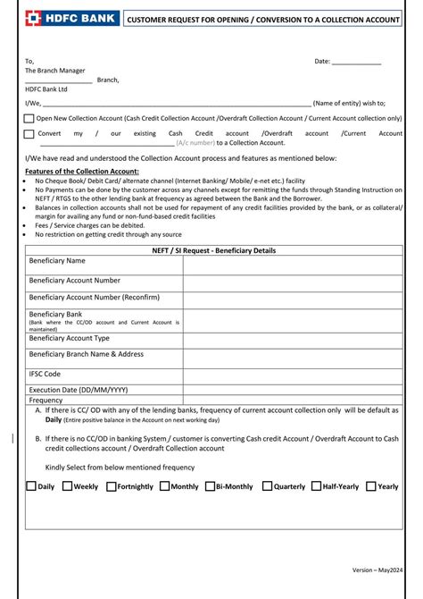 Hdfc Bank Product Conversion Form For Savings And Salary Account In Pdf Download