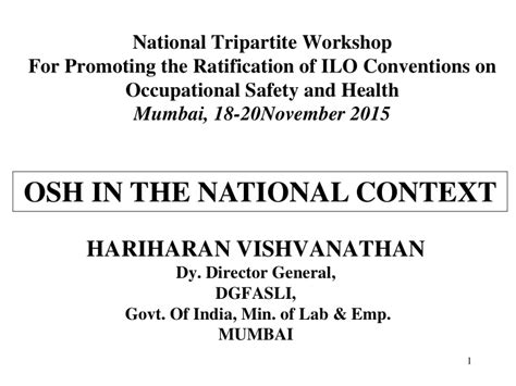 [ppt] osh in the national context hariharan vishvanathan dy director