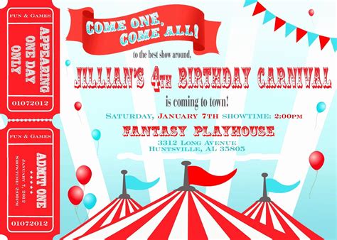 Carnival Theme Party Invitations Inspirational Two Plus Jilly