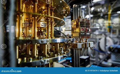 Quantum Computer In The Laboratory Image Of A Quantum Computer Surrounded By Scientific