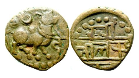 Indian Ancient Vijayanagar Kingdom Sangama Dynasty Copper Kasu Of