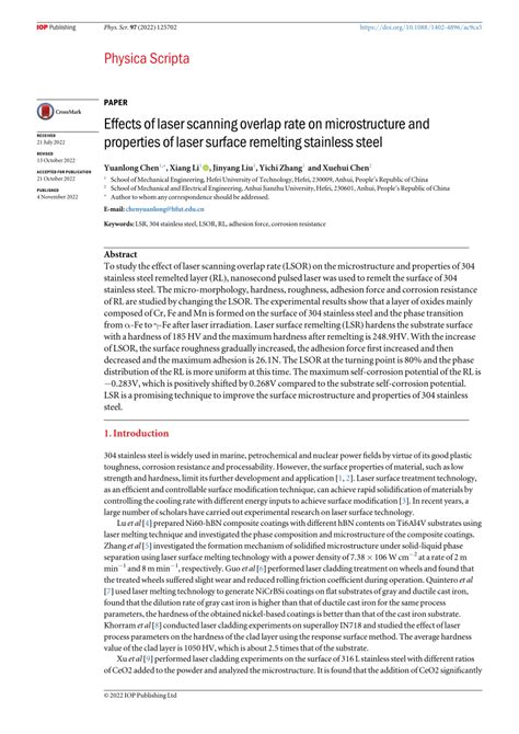 Effects Of Laser Scanning Overlap Rate On Microstructure And Properties Of Laser Surface