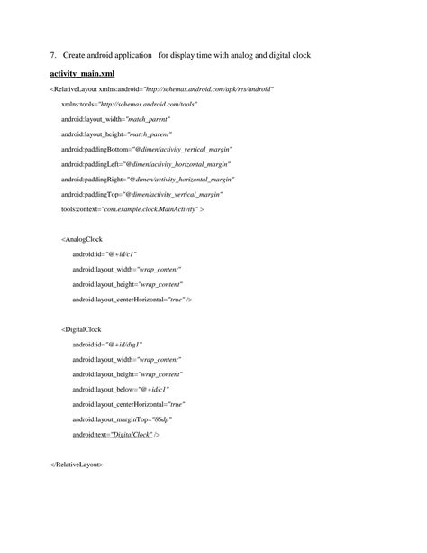 SOLUTION Create Android Application For Display Time With Analog And Digital Clock Studypool