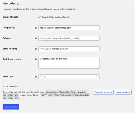 Email Settings Documentation Woocommerce