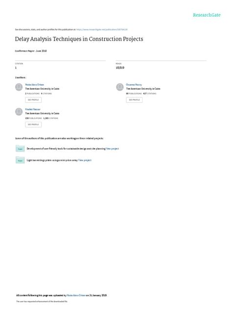 Analysis Of Delay Techniques Evaluating Methods For Assessing Time Related Claims In