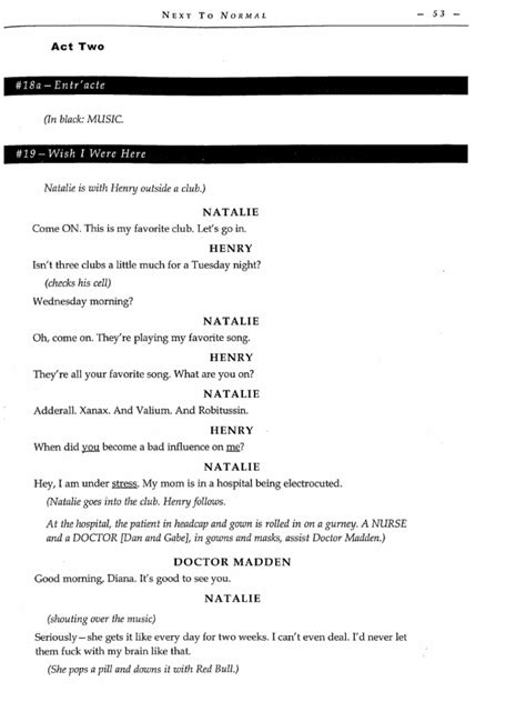 Next To Normal Script 1 59 63 Pdf