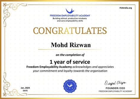 Mohd Rizwan On Linkedin Tenurecertificate Oneyearanniversary
