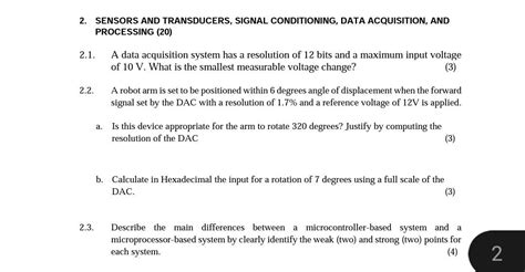 Solved 2 Sensors And Transducers Signal Conditioning Data