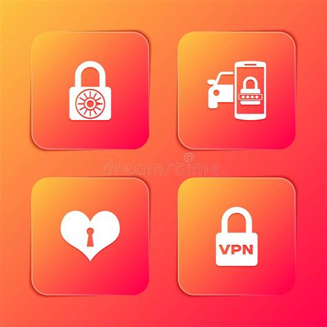 Set Safe Combination Lock Wheel Smart Car Security System Heart With Keyhole And Lock Vpn Icon