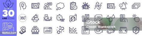 사이버 공격 직원 그룹 및 화학 공식 라인 아이콘 팩 웹앱용 벡터 360도 촬영에 대한 스톡 벡터 아트 및 기타 이미지 360도 촬영 경매 곡선 Istock