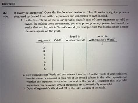 exercises 2 1 classifying arguments open the file